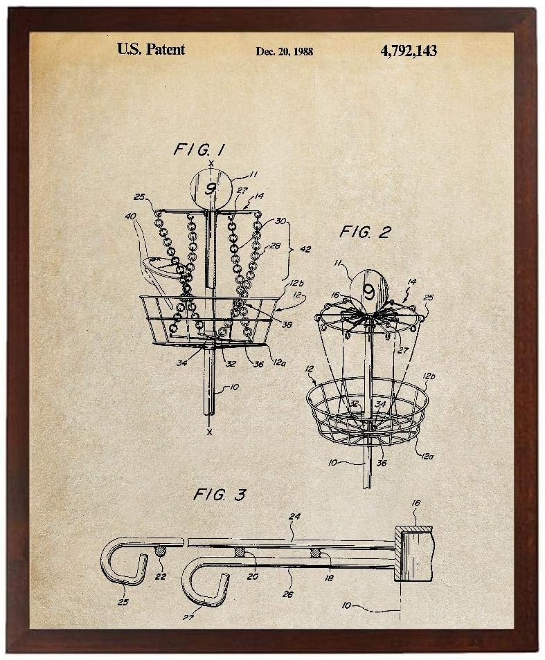 Amazon.com: Turnip Designs Frisbee Patent Prints Disc Golf Basket ...