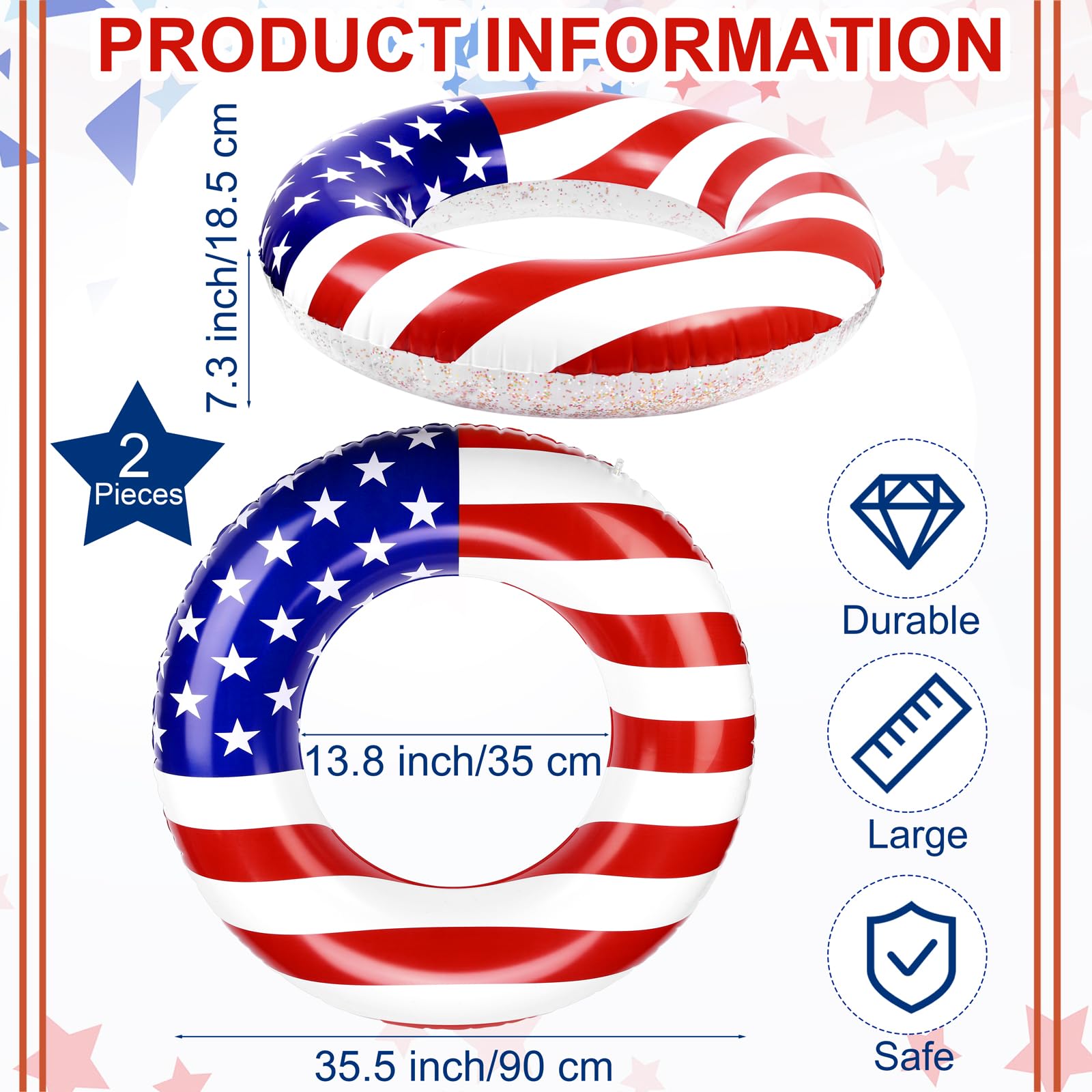 Snapklik.com : Elcoho 2 Pack Inflatable USA Pool Float Tube USA Flag ...