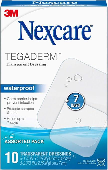 Amazon.com: Nexcare Tegaderm Transparent Dressing, Clear Film Lets You ...