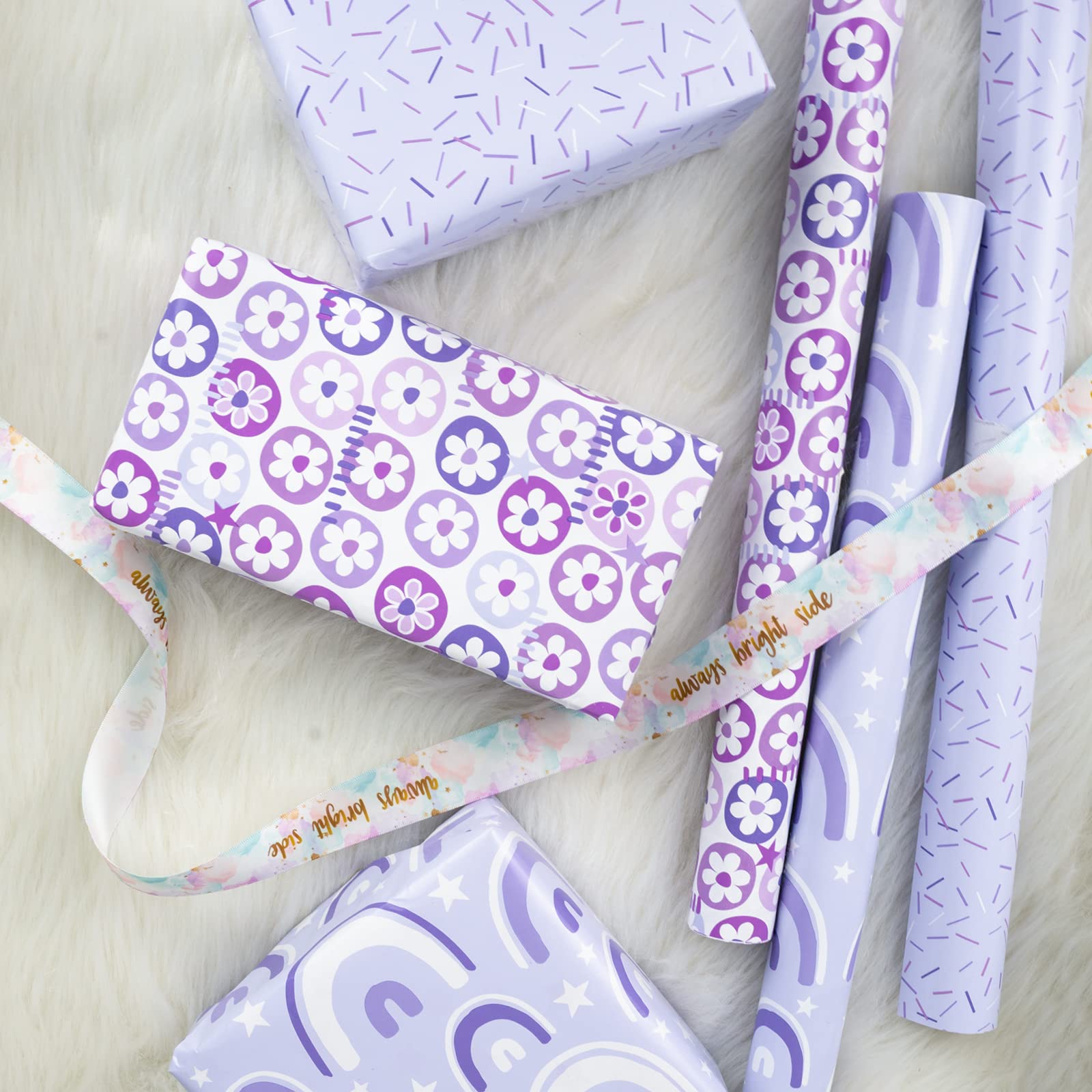 Snapklik.com : LeZakaa Purple Gift Wrapping Paper, Flower Ball/Colorful ...
