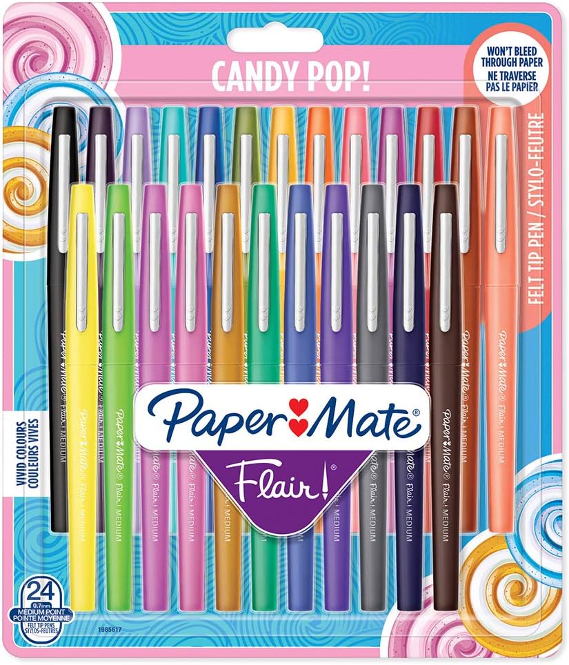 PAPERMATE Stylo feutre 0,7mm pointe moyenne assortiment x 8 : Amazon.fr ...
