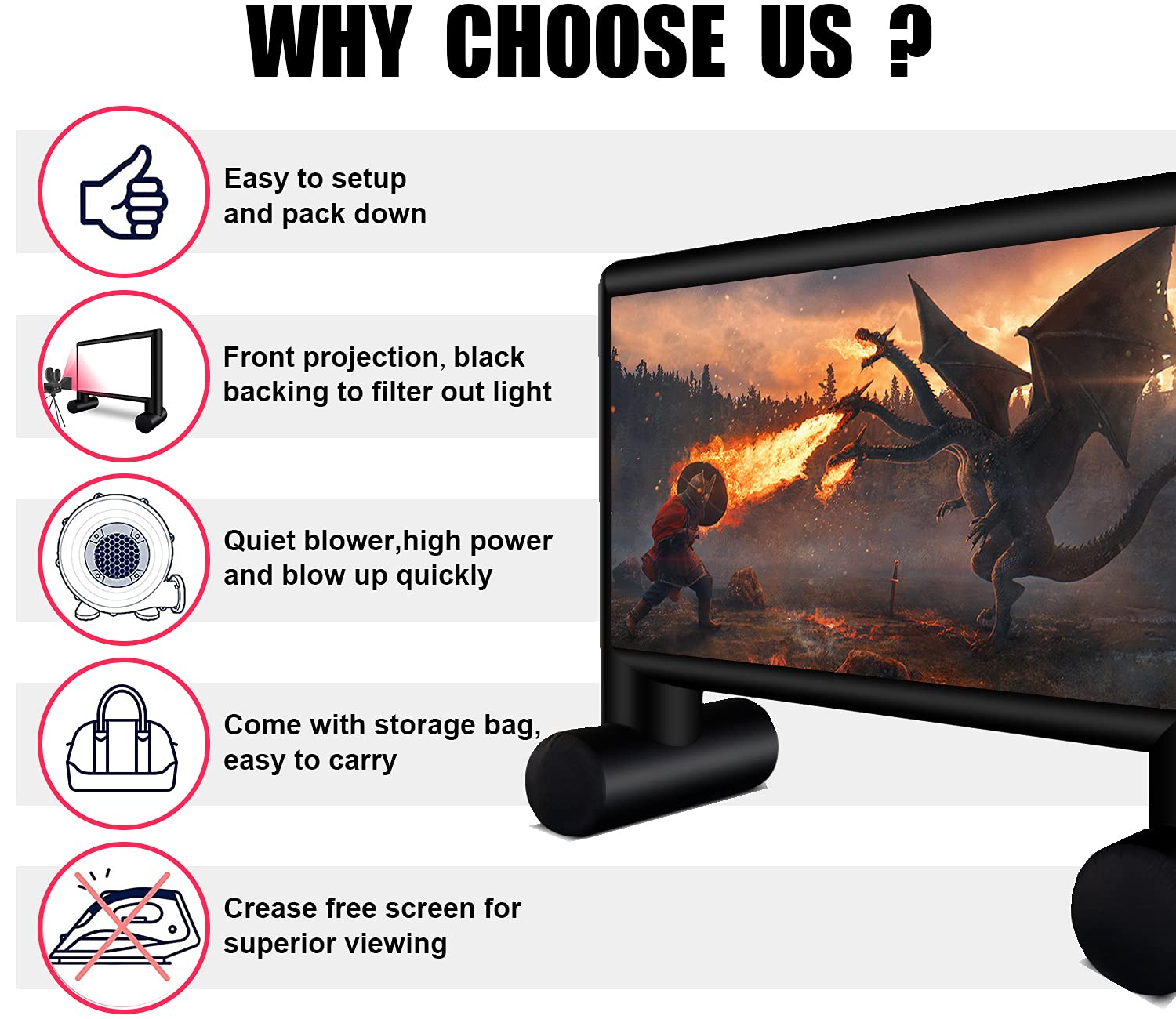 15' Inflatable Outdoor Projector Movie Screen -Package with Rope ...