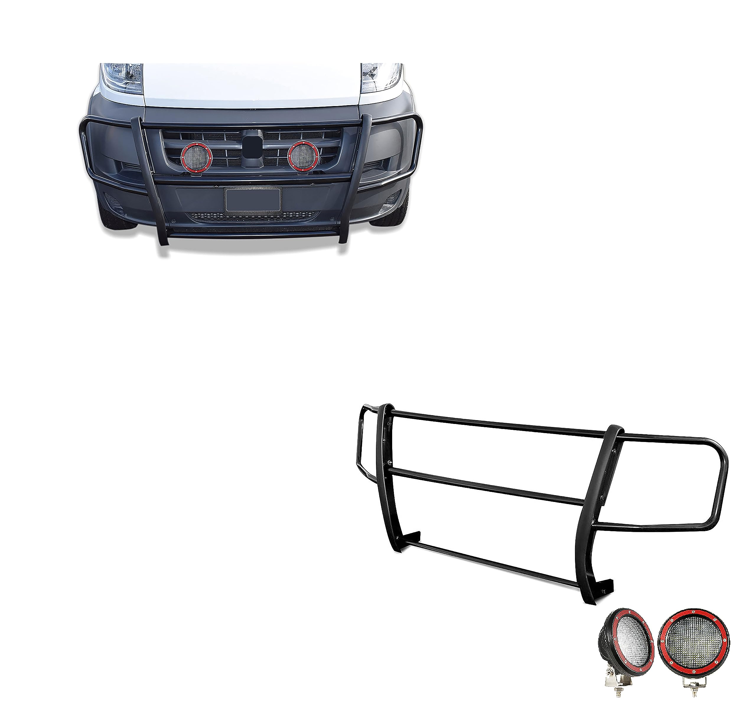 Amazon.com: Black Horse SPARTAN Grille brush Bumper Guard Modular Black ...