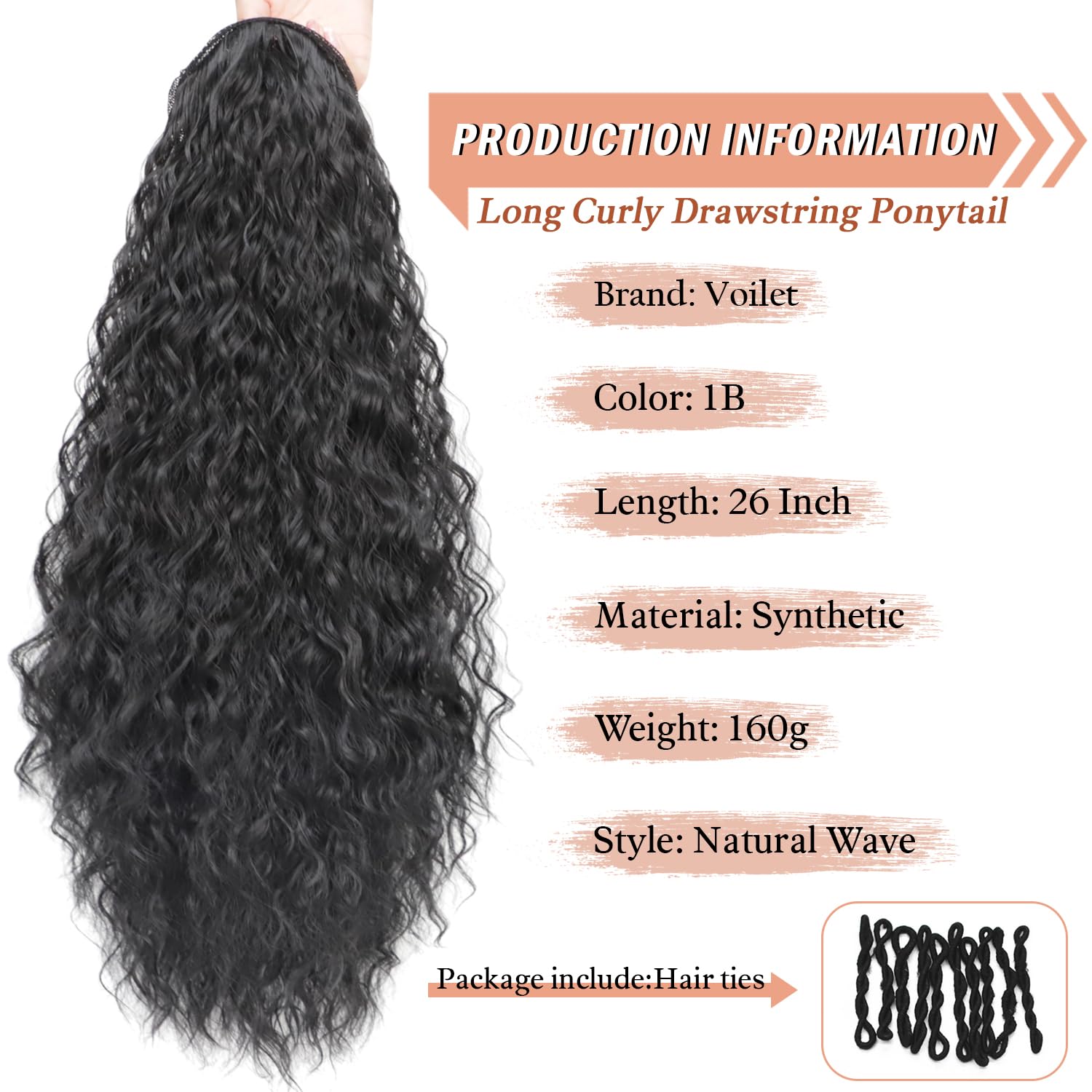 Snapklik.com : Black Curly Ponytail Extension For Women 26 Inch Natural ...