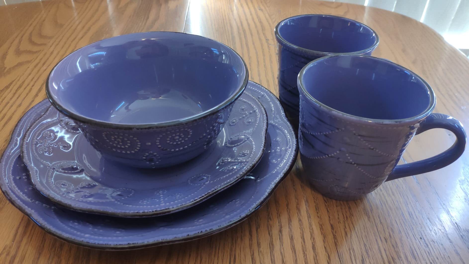 Amazon.com | Elama Rustic Birch 16 Piece Stoneware Dinnerware Set in ...