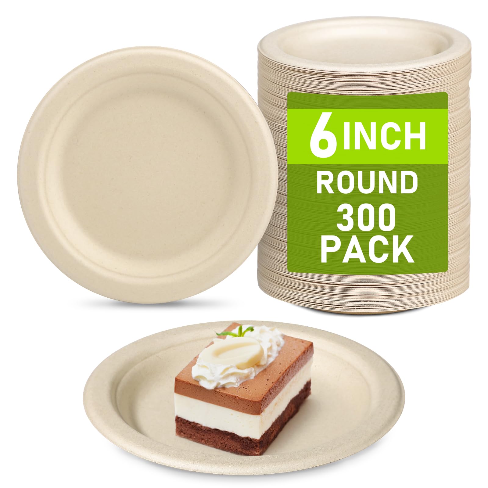 Amazon.com: Uniecocus Compostable Paper Plates Bulk, 300 Pack Small ...