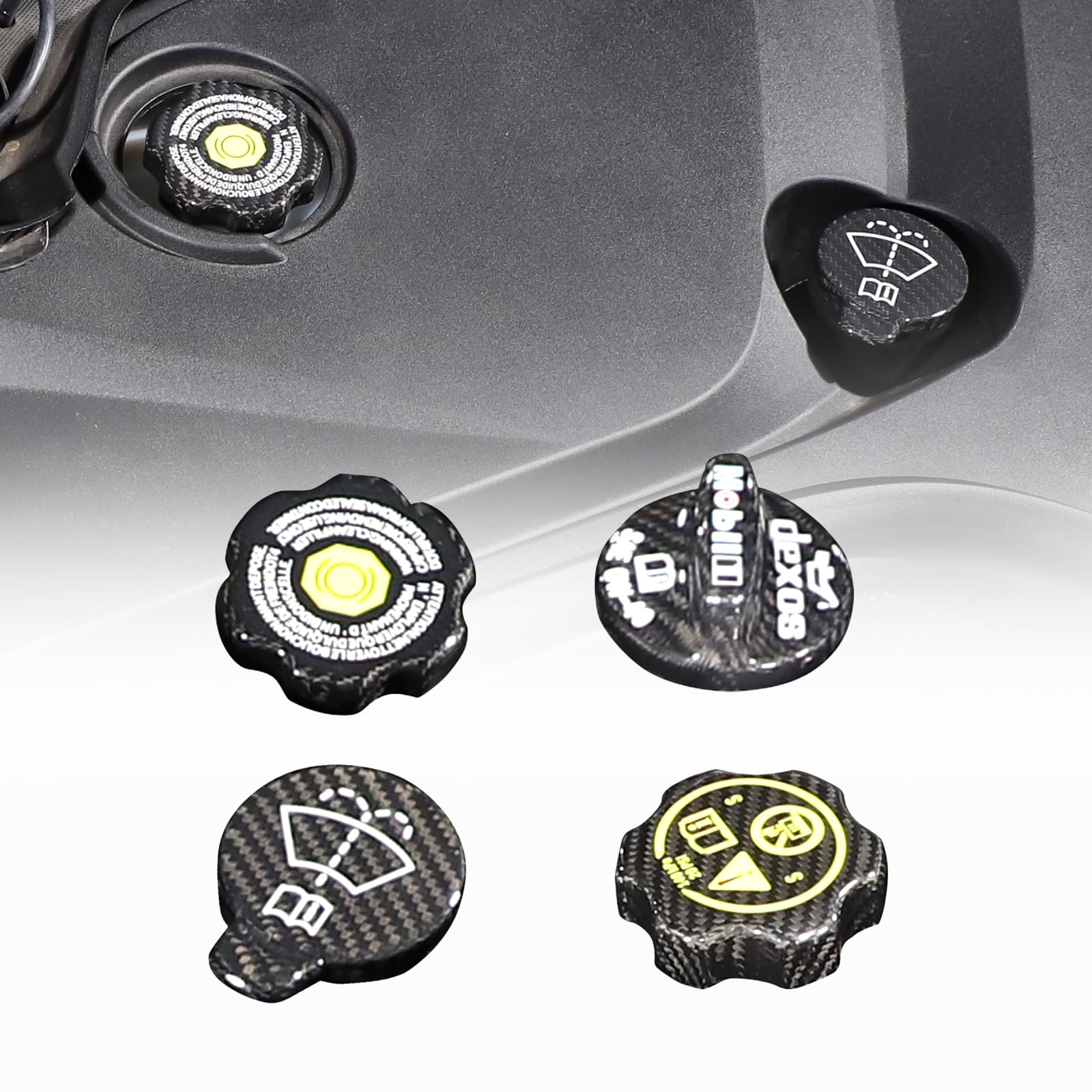 Amazon.com: Real Carbon Fiber Engine Oil Cap Radiator Cap Washer Cap ...