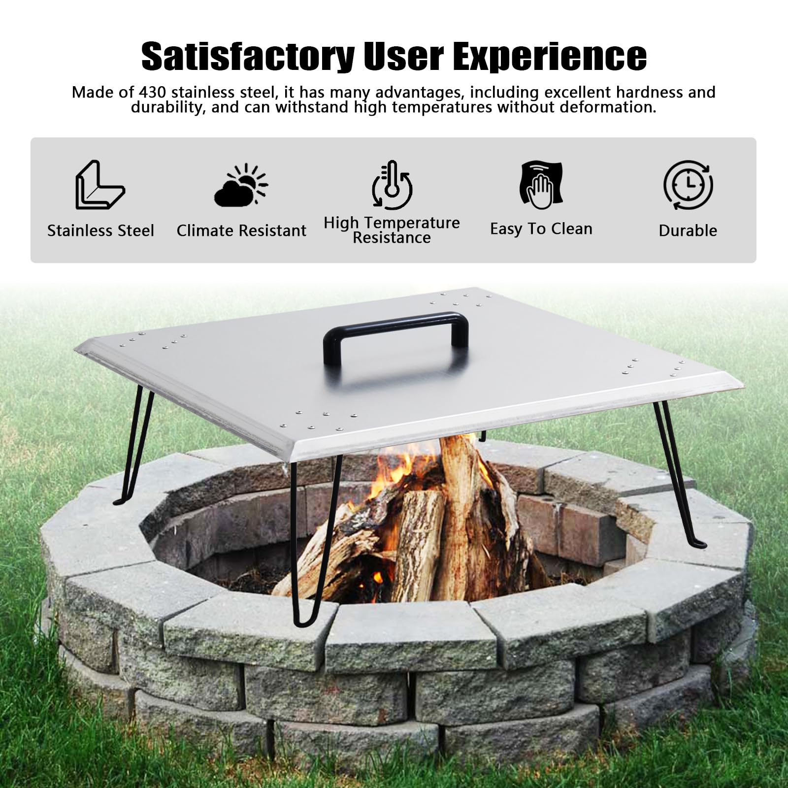 Snapklik.com : ZHAIUPON Fire Pit Heat Deflector 40"x40"x13", Stainless ...