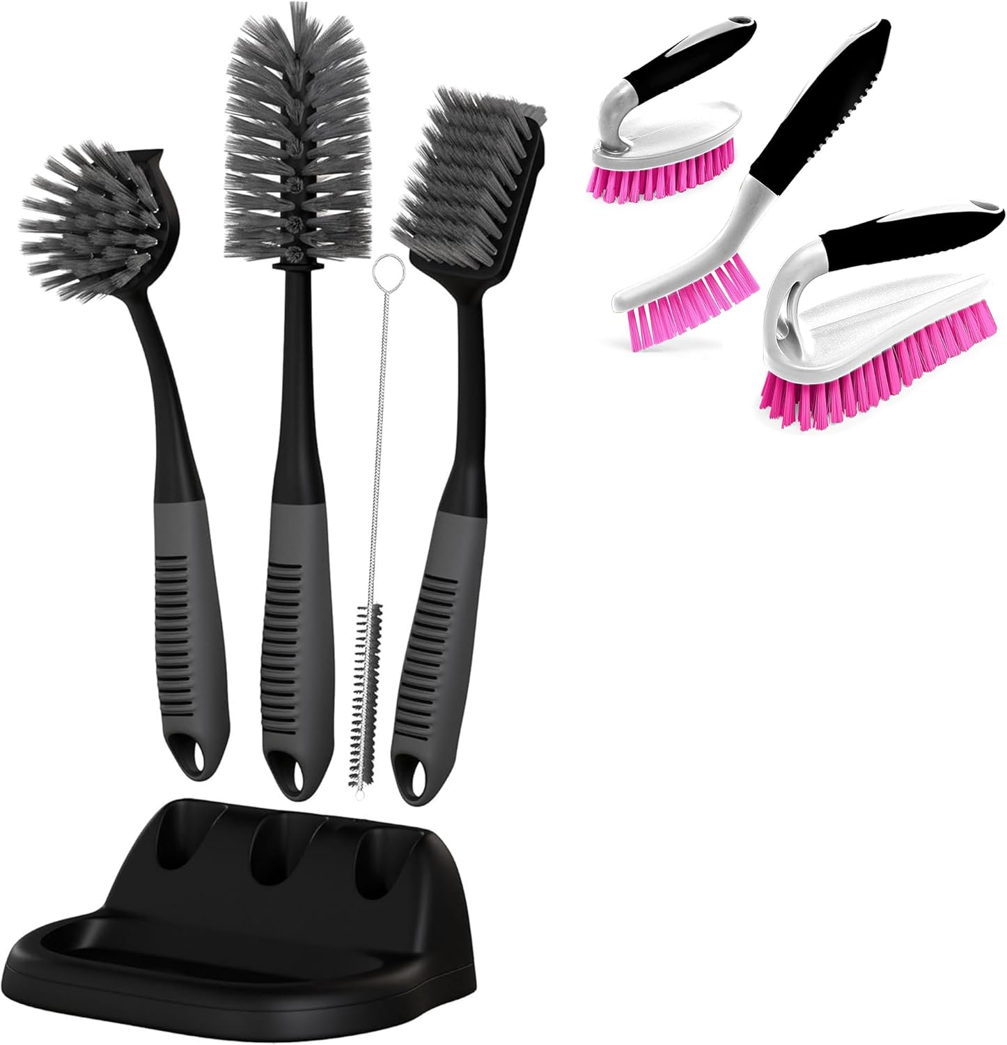 Amazon.com: Dish Brush Set of 5 with Convenient Holder, Bottle Water ...