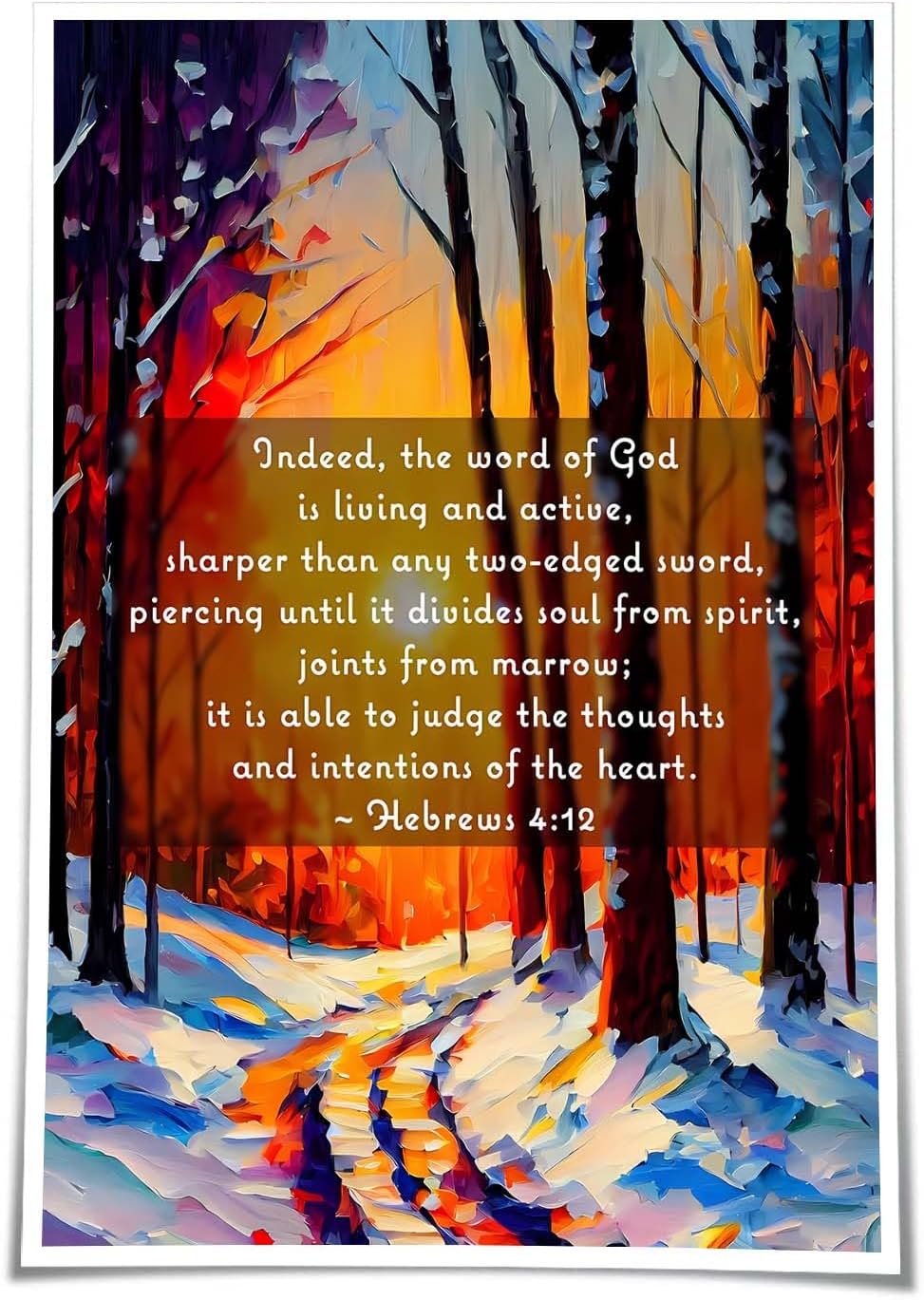 Amazon.com: Jelyfisg Hebrews 4 12 Wall Art Scripture Poster Prayer ...