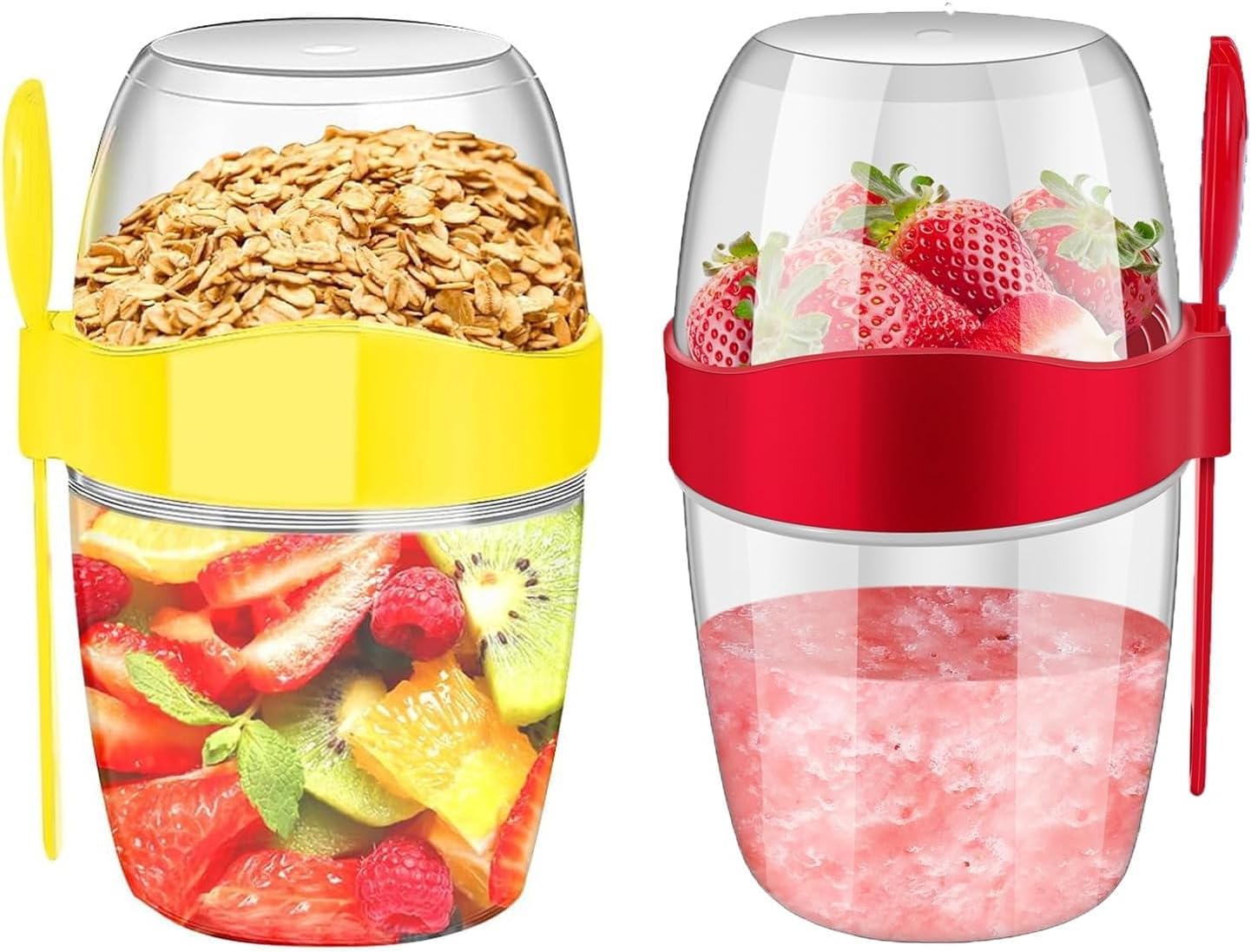 YSFVNP 2 PCS Breakfast Pots With Lids, Reusable Overnight Oats ...