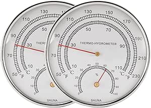 Amazon.com : 2pcs Sauna Thermometer Hygrometer Indoor Humidity Temperature Measurement Sauna ...