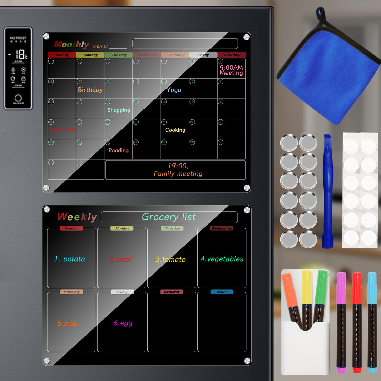 Snapklik.com : Bysameyee Fridge Calendar Meal Planning Board, Dry Erase ...