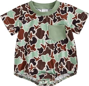 Amazon.com: Dcohmch Newborn Baby Boy Summer Clothes Camouflage Shirt Casual Romper Short Sleeve ...