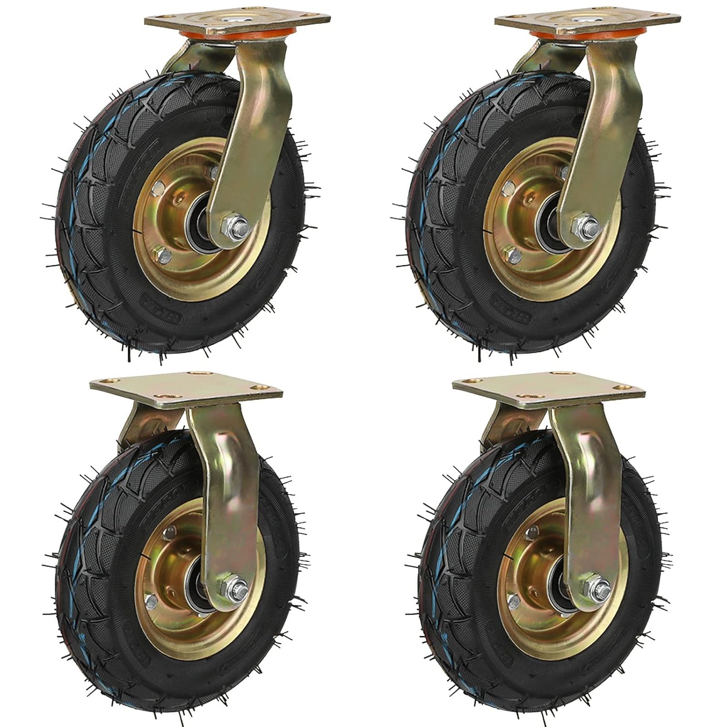 Swivel Caster Wheels 8/10 Inch Set Of 4, Moving Silent Industrial Heavy ...