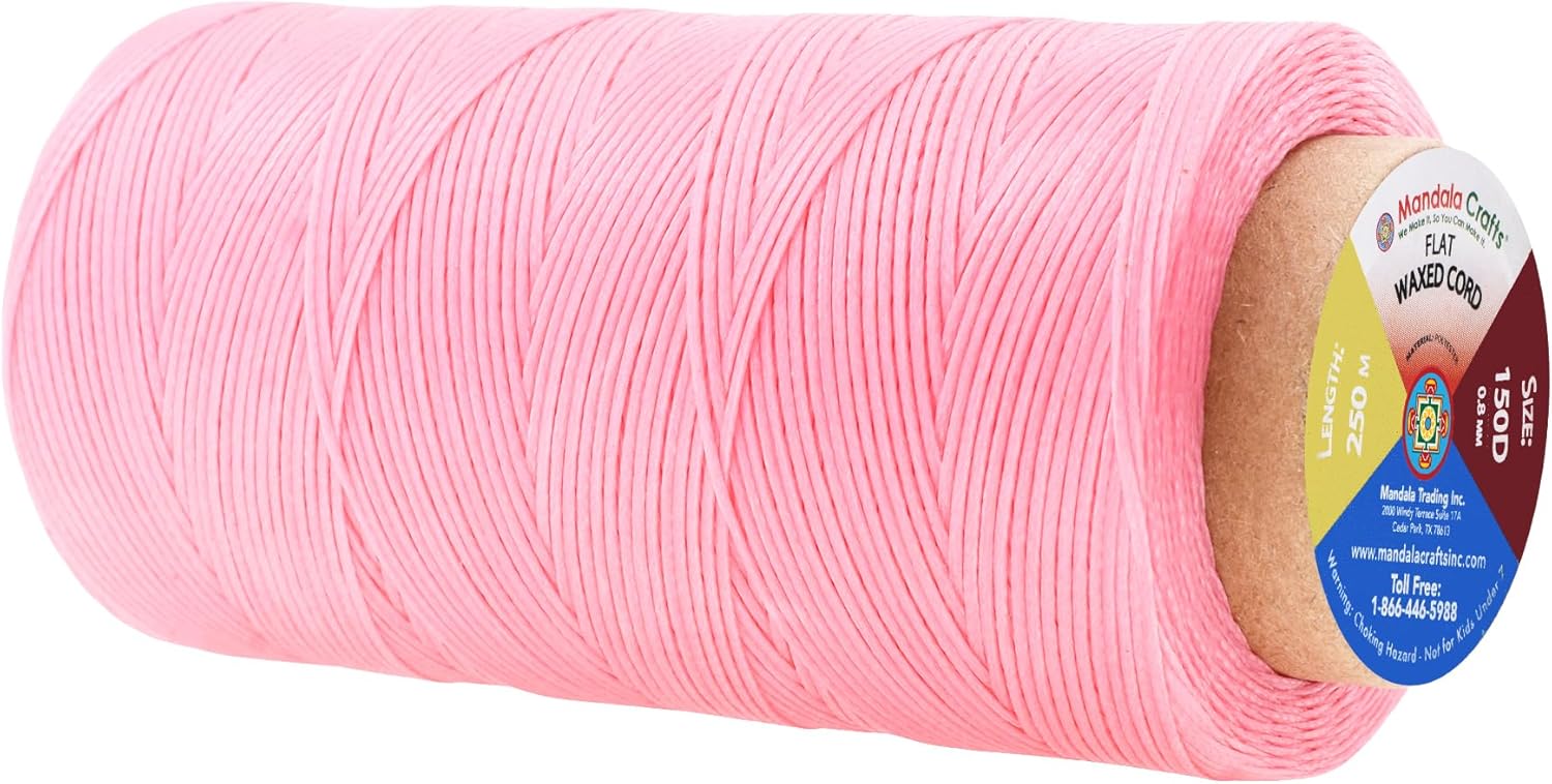 Amazon.com: Mandala Crafts Pink Flat Waxed Thread for Leather Sewing ...