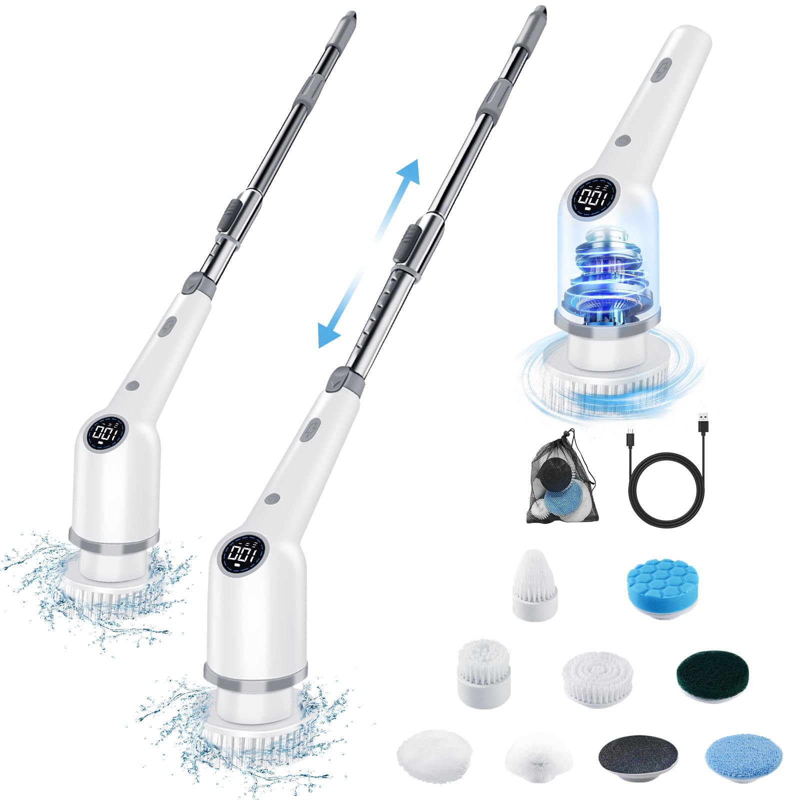 Buy Electric Spin Scrubber, Cordless Digital Display Shower Cleaning ...