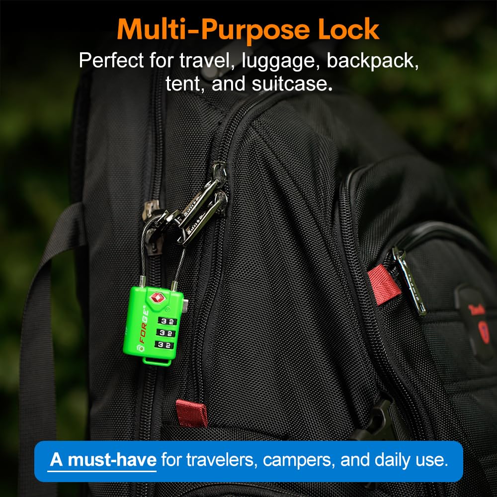 Snapklik.com : TSA Approved Cable Luggage Locks, Re-settable Combination