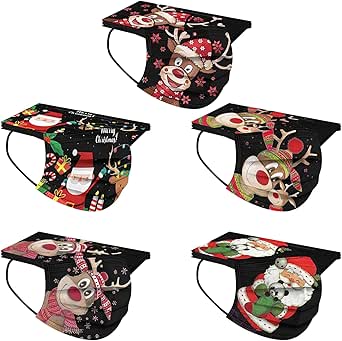 Amazon.com: 3 Ply Adults Christmas Disposable Face_Masks with Designs ...