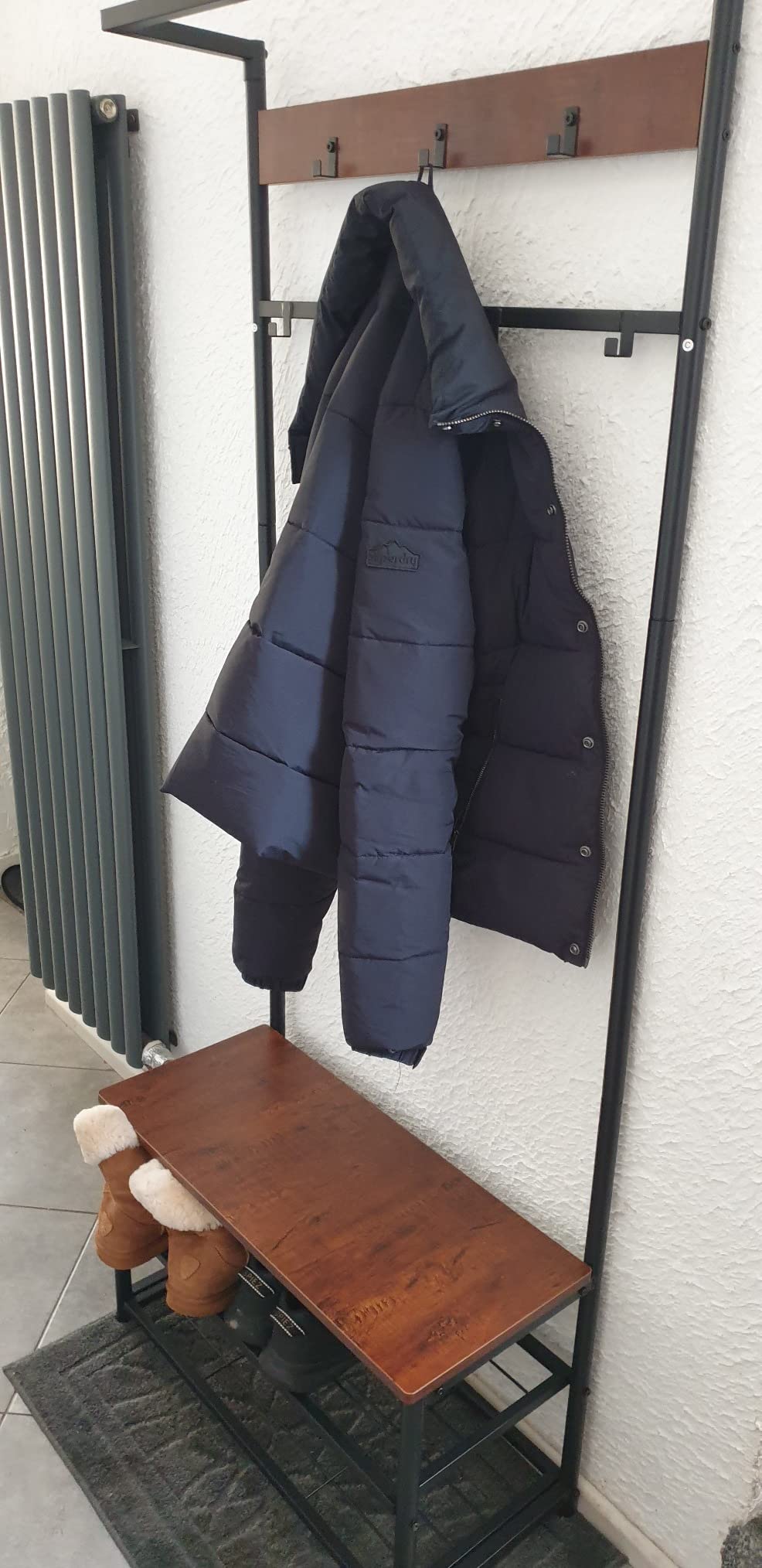 Amazon Basics 7-Hook Coat Rack with Shoe Bench and 3-Tier Storage ...