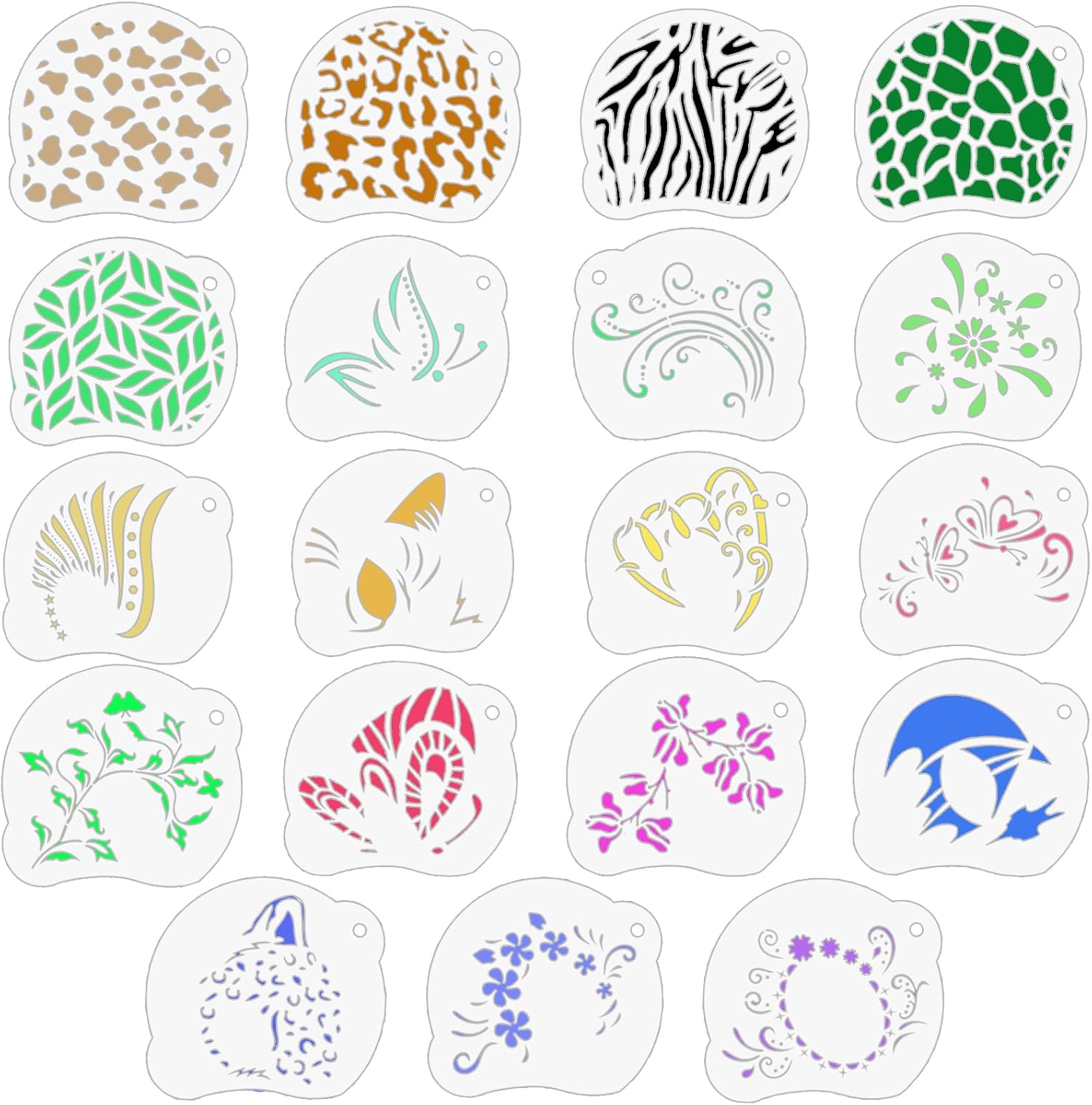 Amazon.com : 20PCS Face Paint Stencils Face Body Painting Stencils Face ...