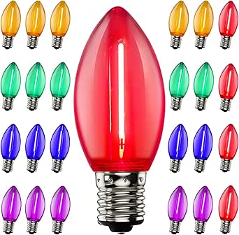 Amazon.com: 25 Pack LED Replacement Christmas Bulbs,Colored Plastic C9 ...