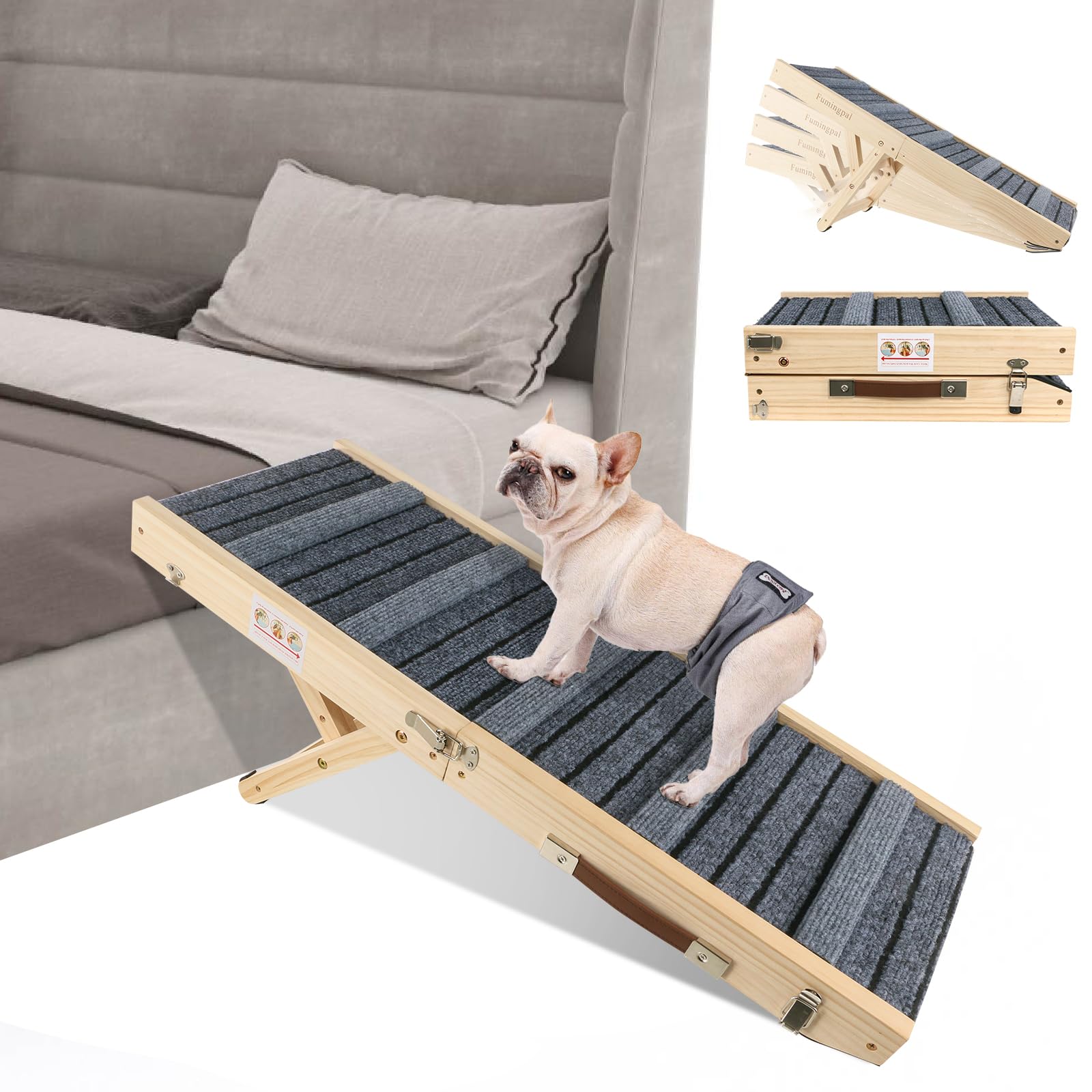 Fumingpal Adjustable Dog Ramp - Dog Ramp for Bed Folding Portable Dog ...