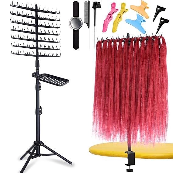 Amazon.com : poipoilu Braiding hair rack stand 168 pegs, Height ...