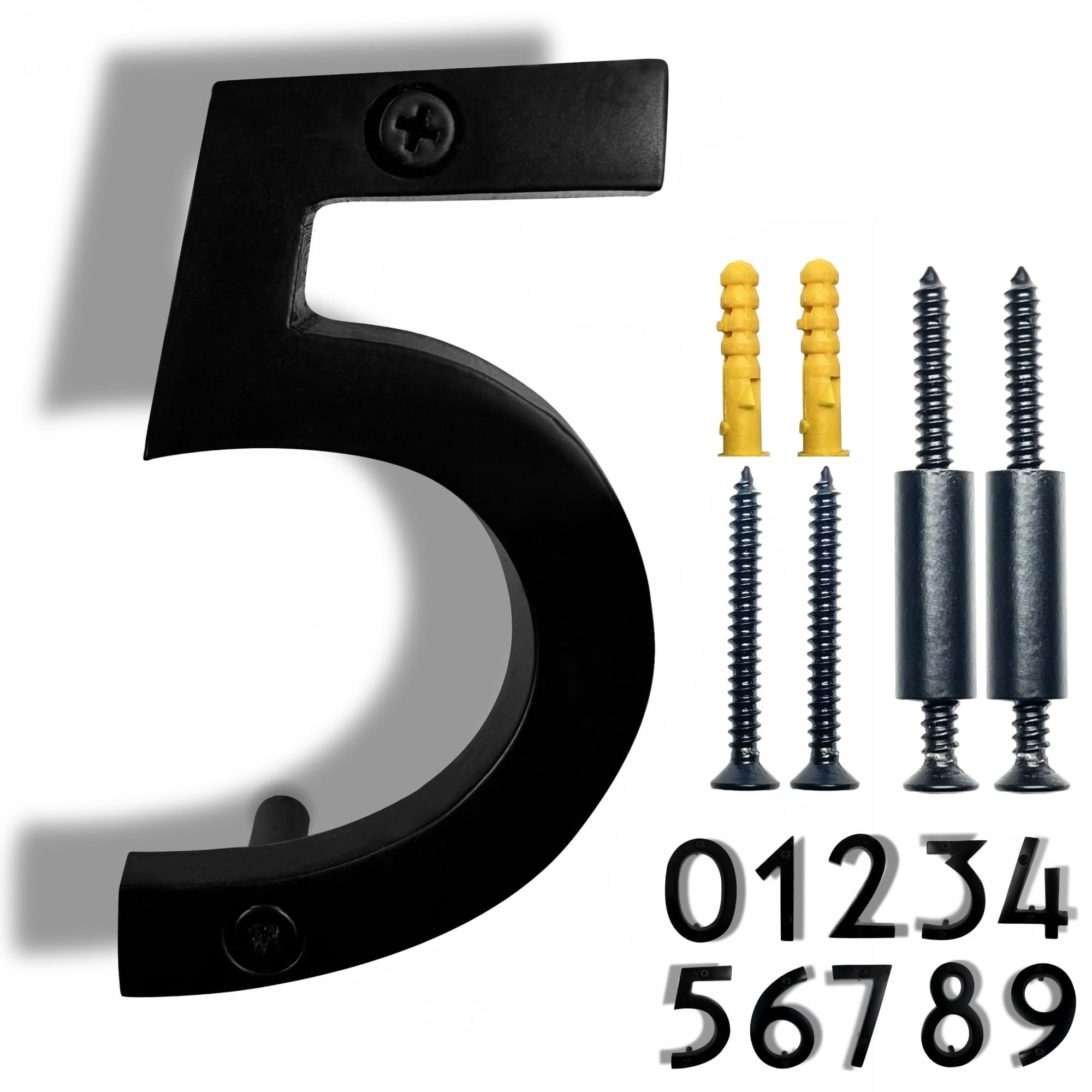 Snapklik.com : NACH Floating House Numbers, 4 Inch Aluminum Black House ...