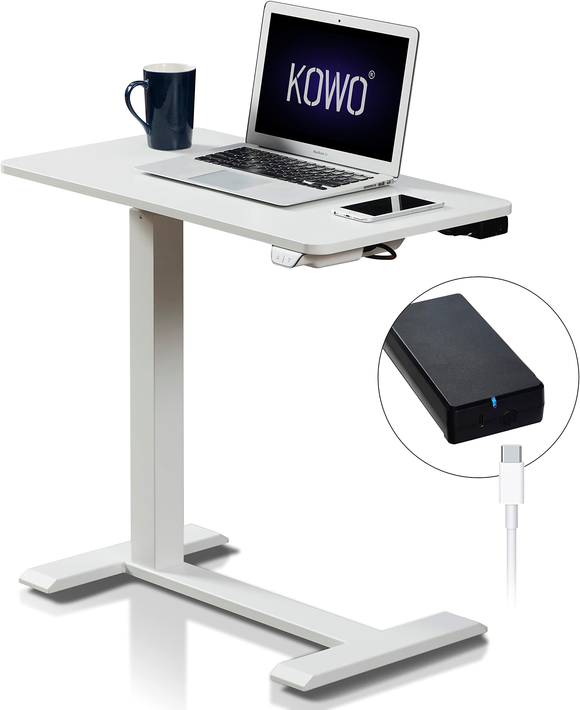COSTWAY Height Adjustable Standing Desk, Mobile Sit Stand Computer Desk ...