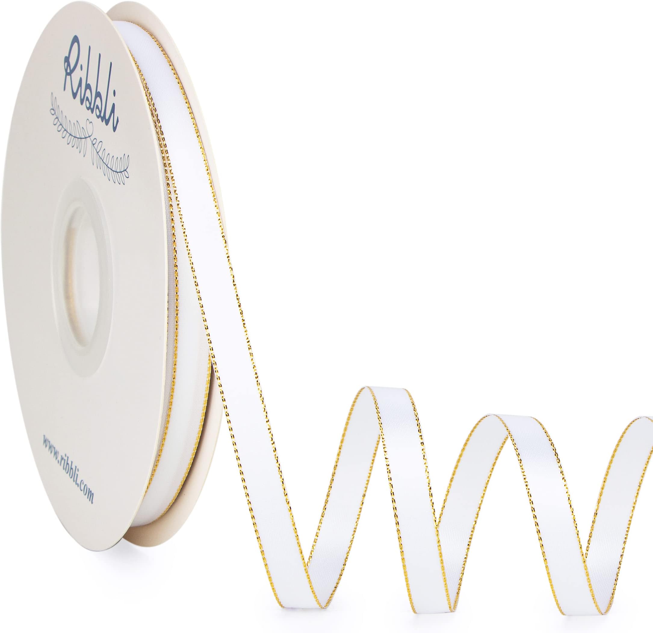 Amazon.com: Antique Gold Satin Ribbon with Gold Edges, 3/8" X 50Yd