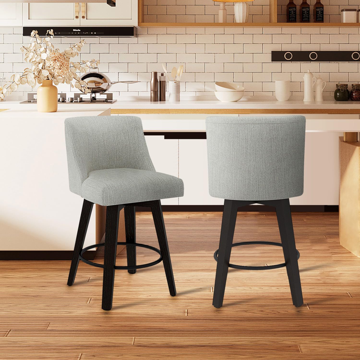 MUUEGM 360°Swivel Counter Barstools,26" Height Kitchen Island Stools ...