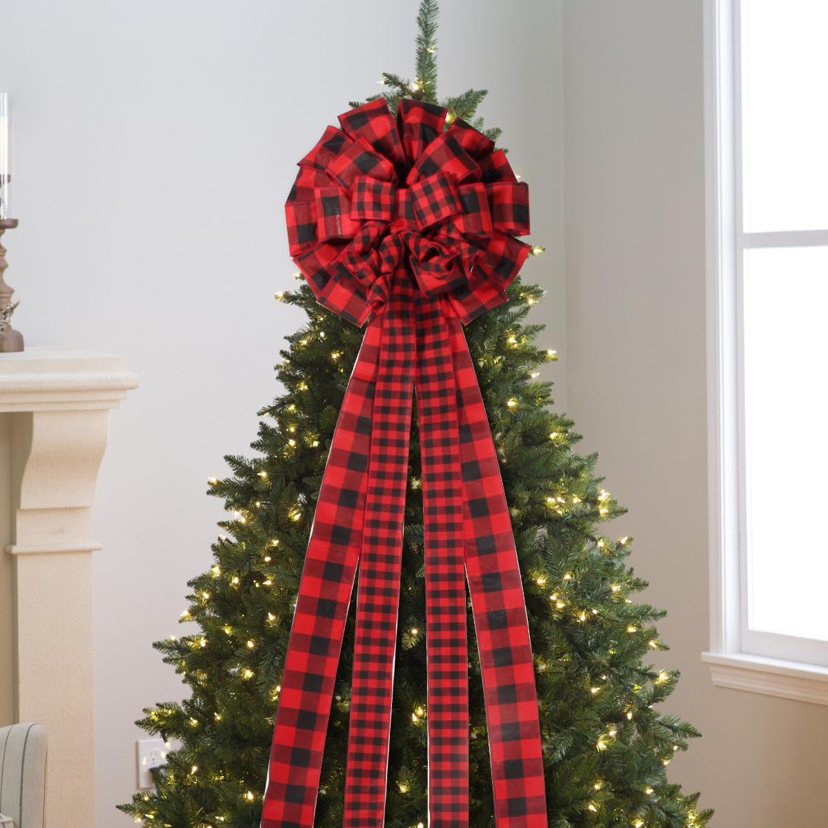 Amazon.com: Christmas Tree Topper Wreath Bow Rustic Jute Bows Christmas ...