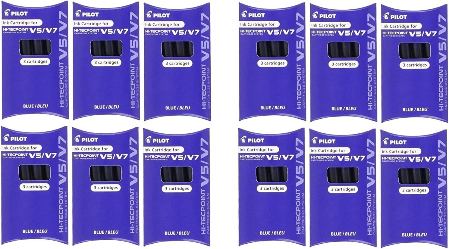 PILOT Set of 12 Sets of 3 Refill Cartridges for Hi-Techpoint V5/V7 ...