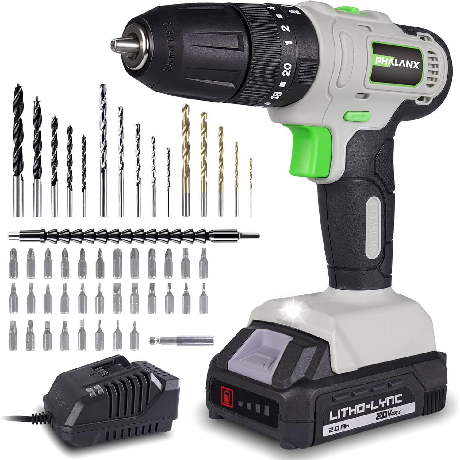 Amazon.com: PHALANX 20V Cordless Drill Set - Multifunctional 3-in-1 ...