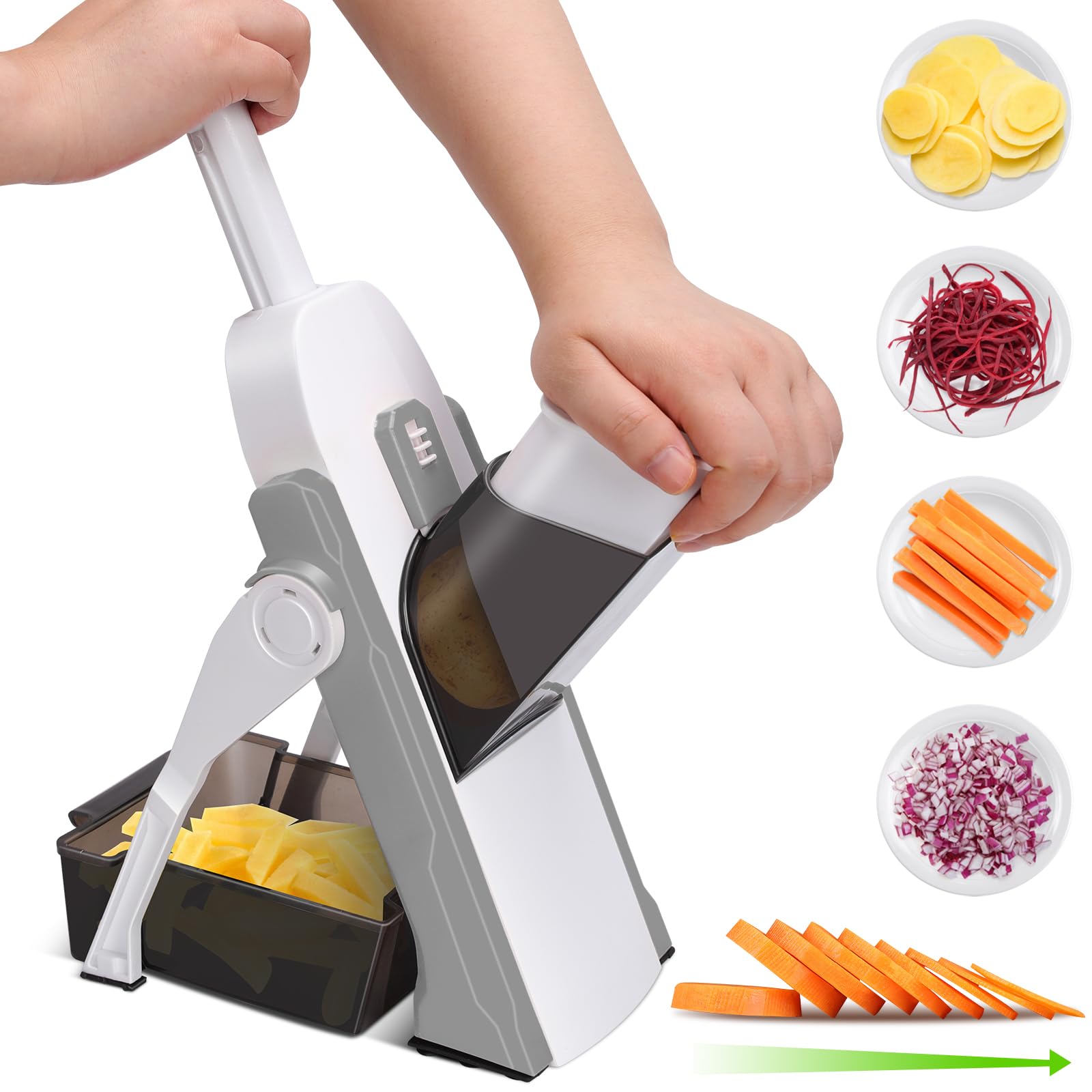 Almcmy Safe Mandoline Slicer, Multifunctional Vegetable Chopper ...