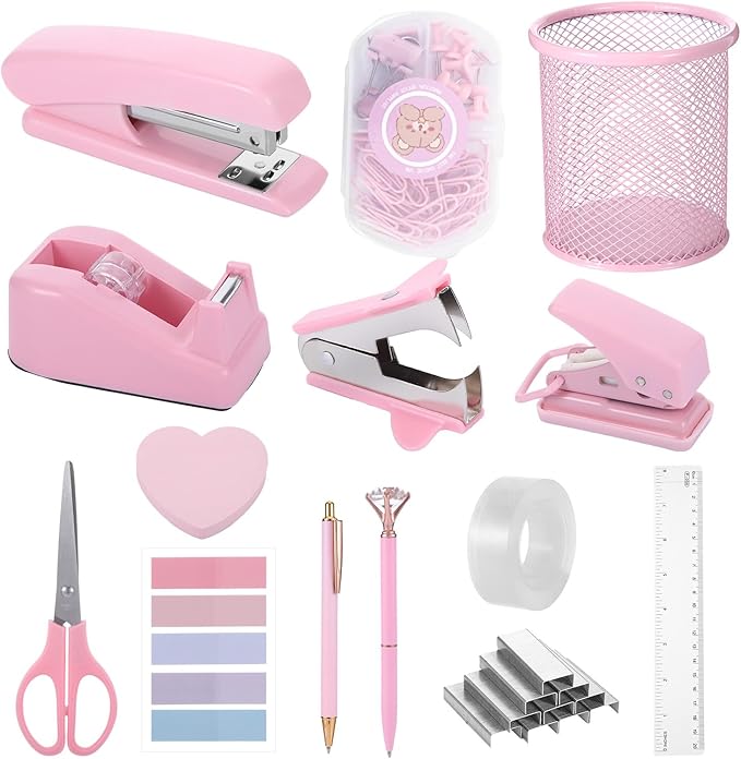 Amazon.com : 14Pcs Pink Office Supplies, Cute Office Supplies Pink Desk ...