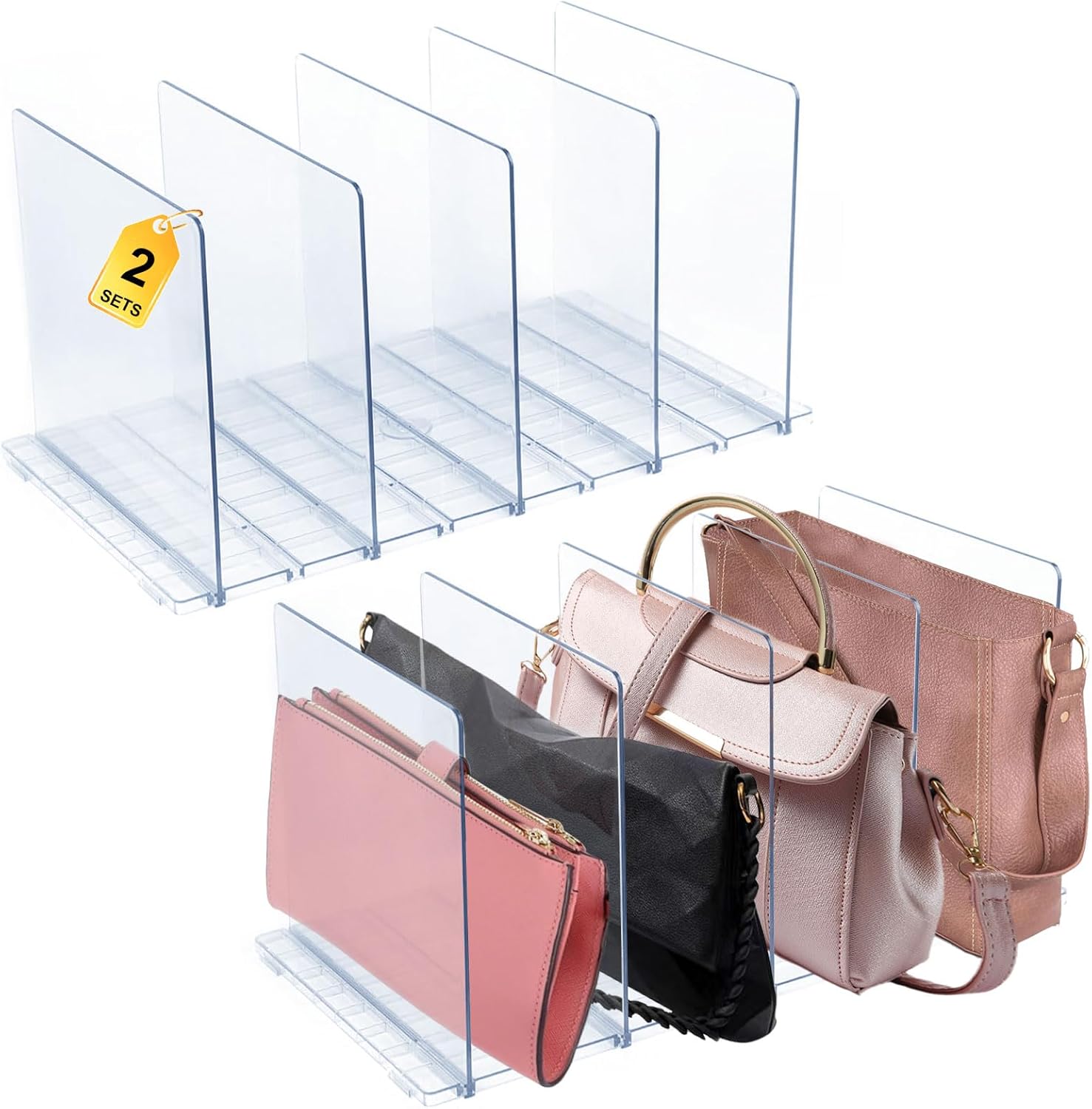 Amazon.com: storasier Purse Organizer for Closet 2 Pack,Clear Closet ...
