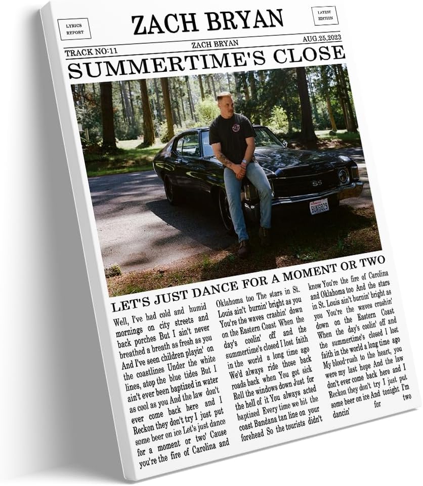 Zach Bryan Poster Summertime's Close Poster Zach Bryan Retro Newspaper ...
