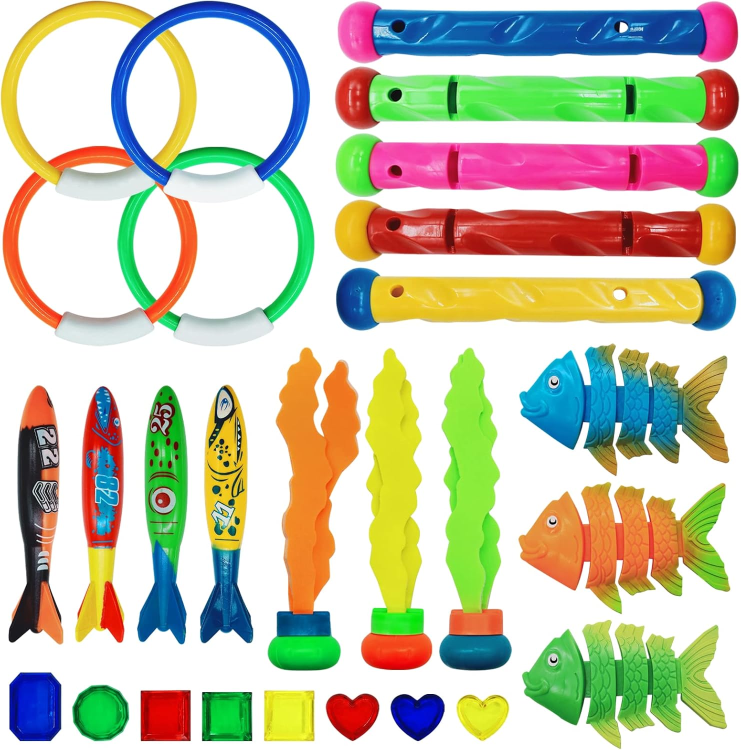 WAIZHIUA 27Pcs Swimming Pool Toys Diving Toys Set Underwater Training ...