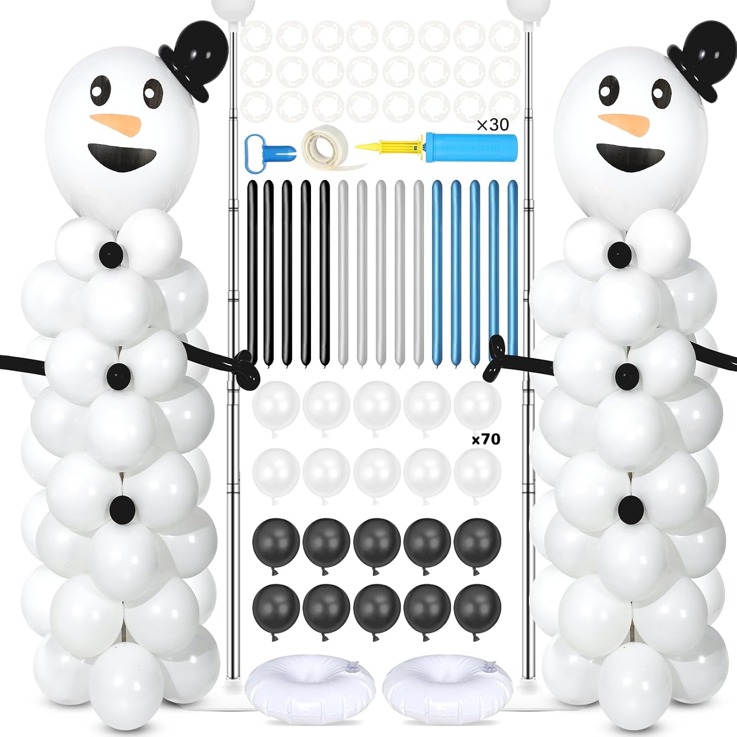 Amazon.com: 2 Sets Snowman Balloon Column Stand Kit With 100 Balloons ...