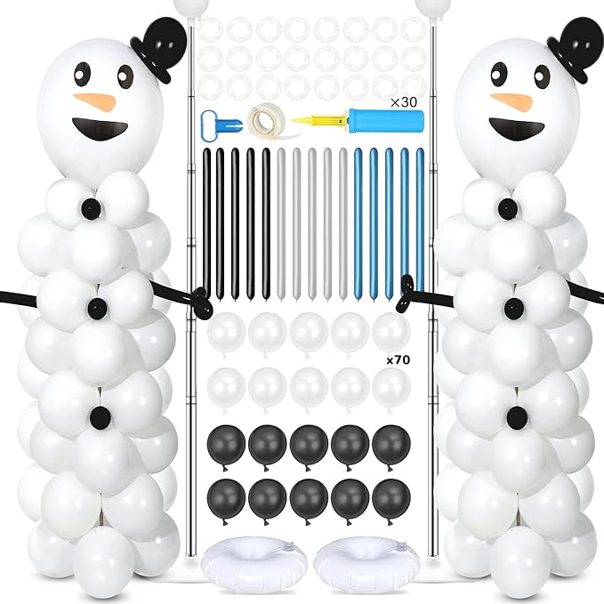 Amazon.com: 2 Sets Snowman Balloon Column Stand Kit With 100 Balloons ...