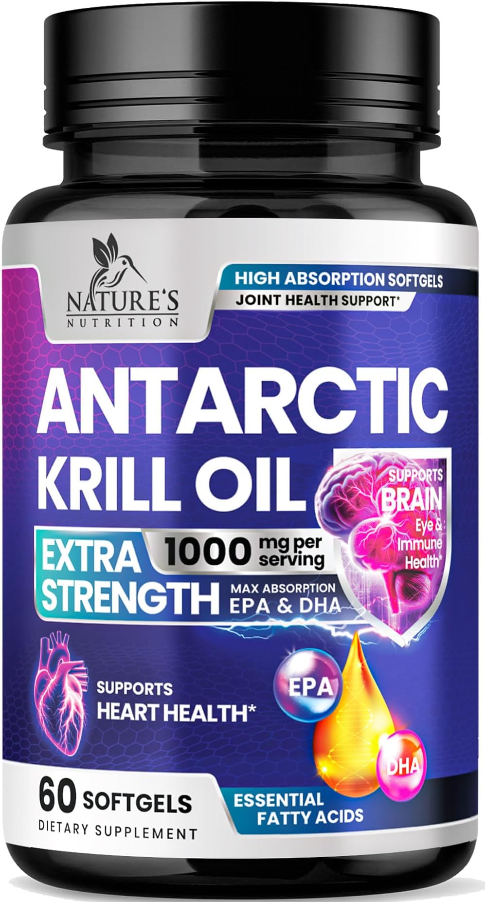 Amazon.com: Krill Oil Omega 3 Supplement 1000 mg - Antarctic Krill Oil ...