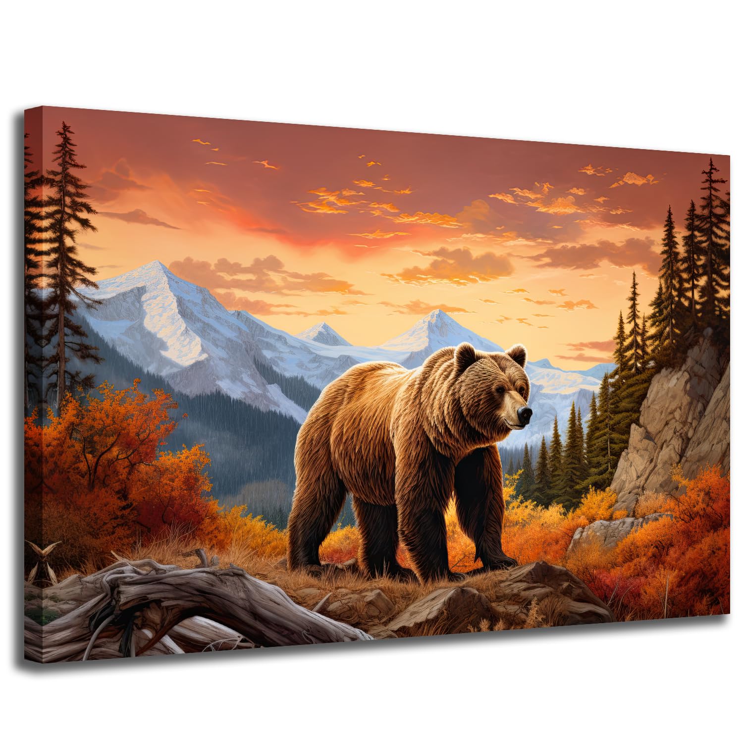 Amazon.com: Abstract Animal Wall Art Brown Bear in the Moutain Giclee ...
