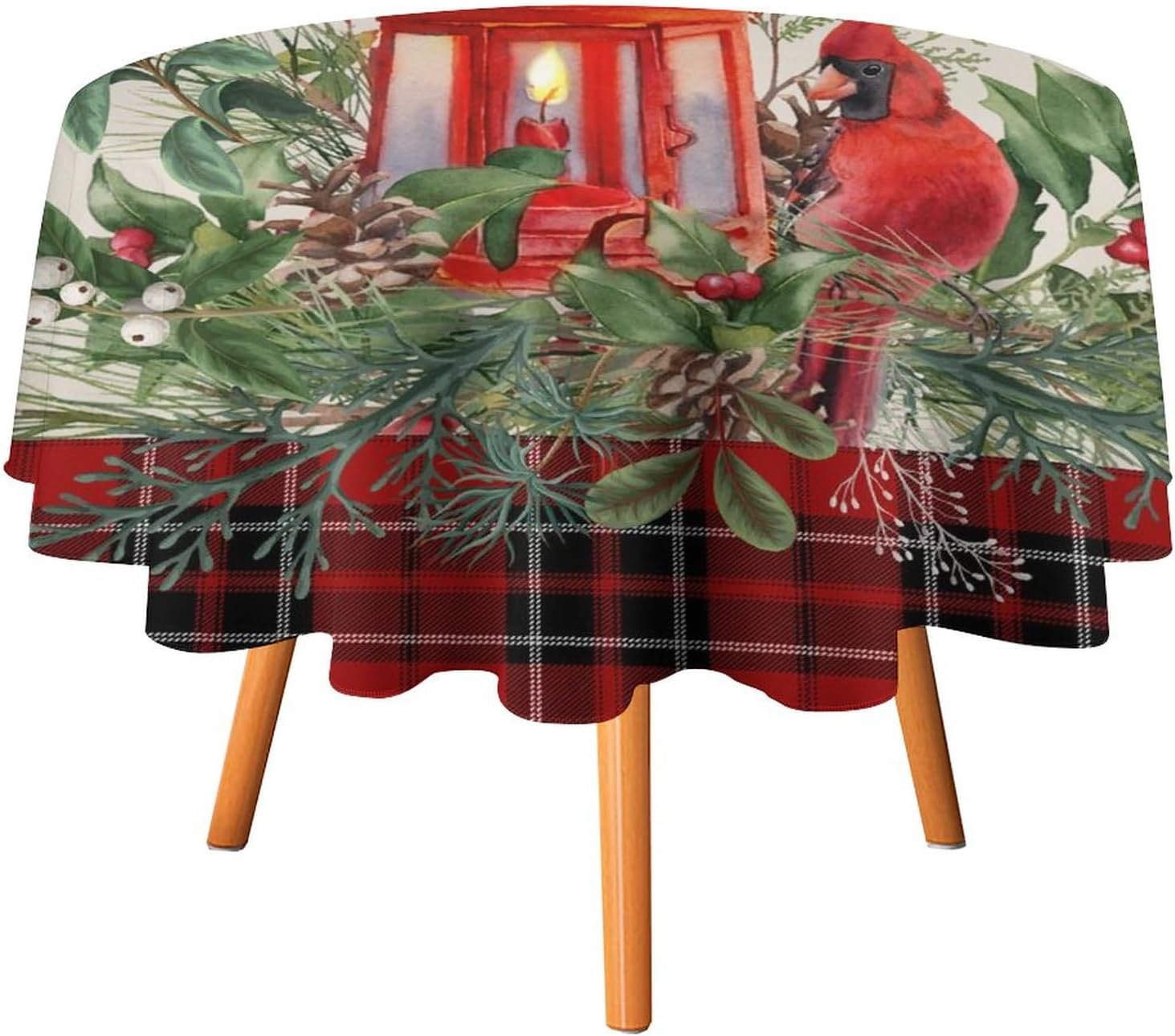 Merry Christmas Cardinal Round Tablecloths 36x36in Inch for Kitchen ...