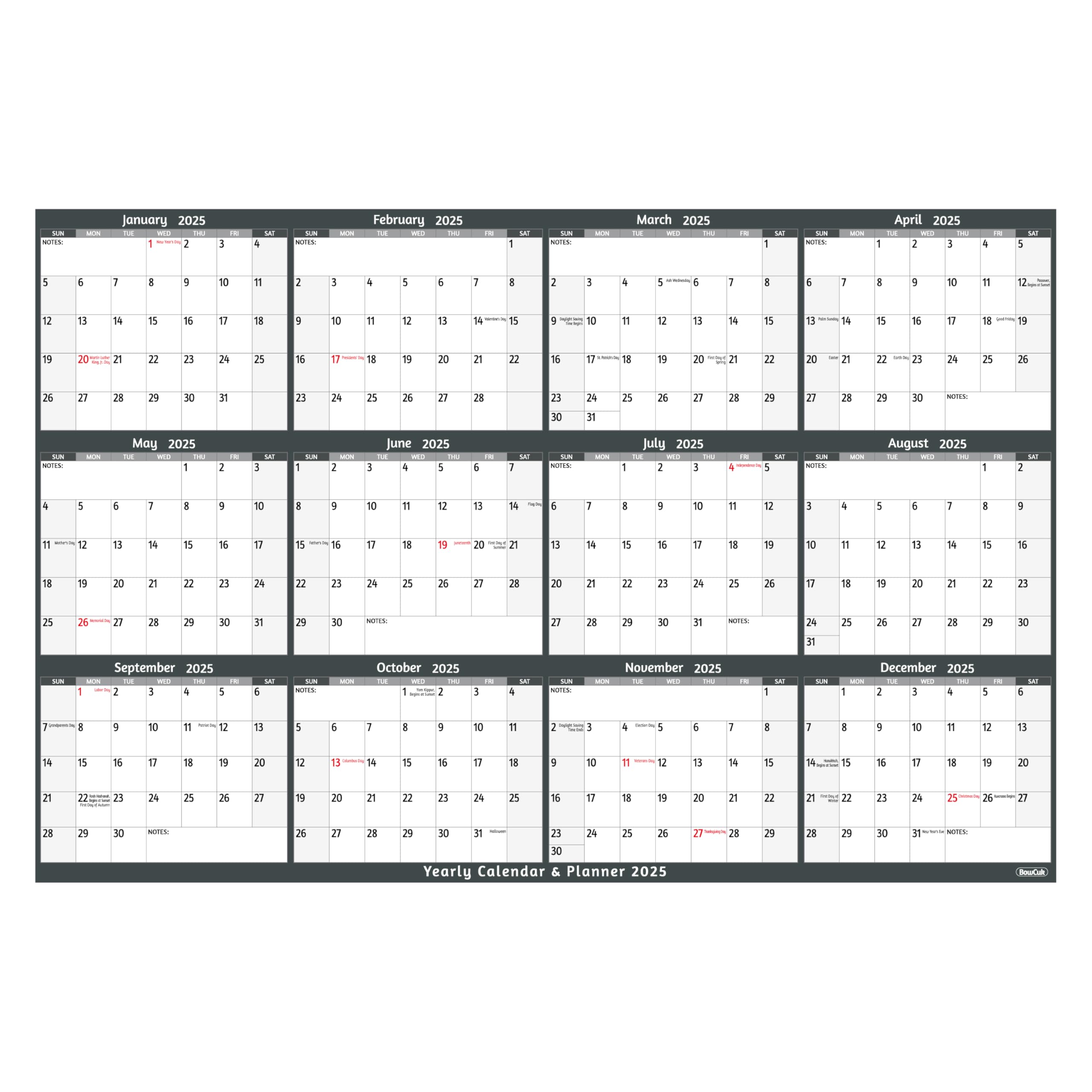 Amazon.com: 2025 Yearly Wall Calendar - Large Yearly Calendar 2025, Jan ...