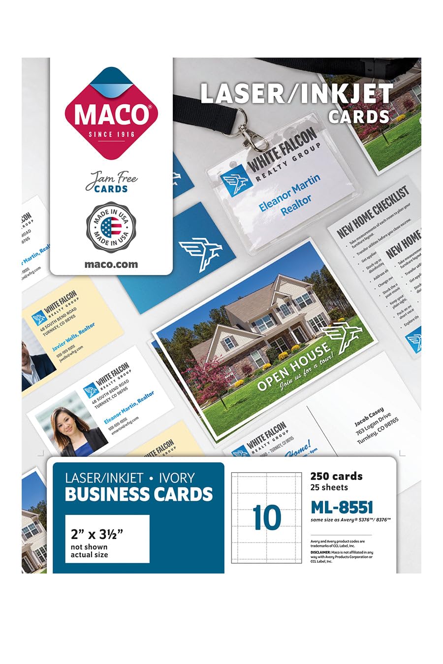 Amazon.com : MACO Laser/Ink Jet Ivory Business Cards, 2" x 3-1/2", 10 ...