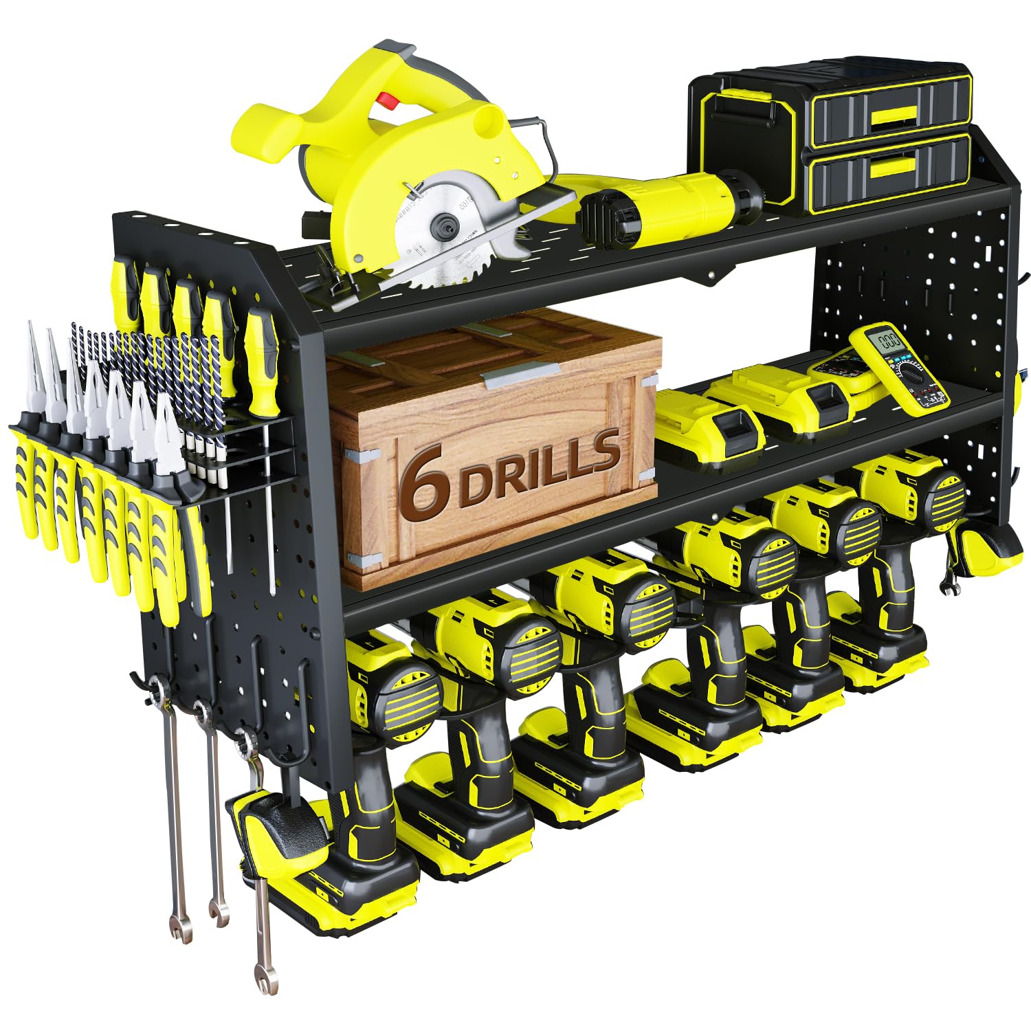 Snapklik.com : KAFAHOM Power Tool Organizer,Large 6 Drill Holder Wall ...