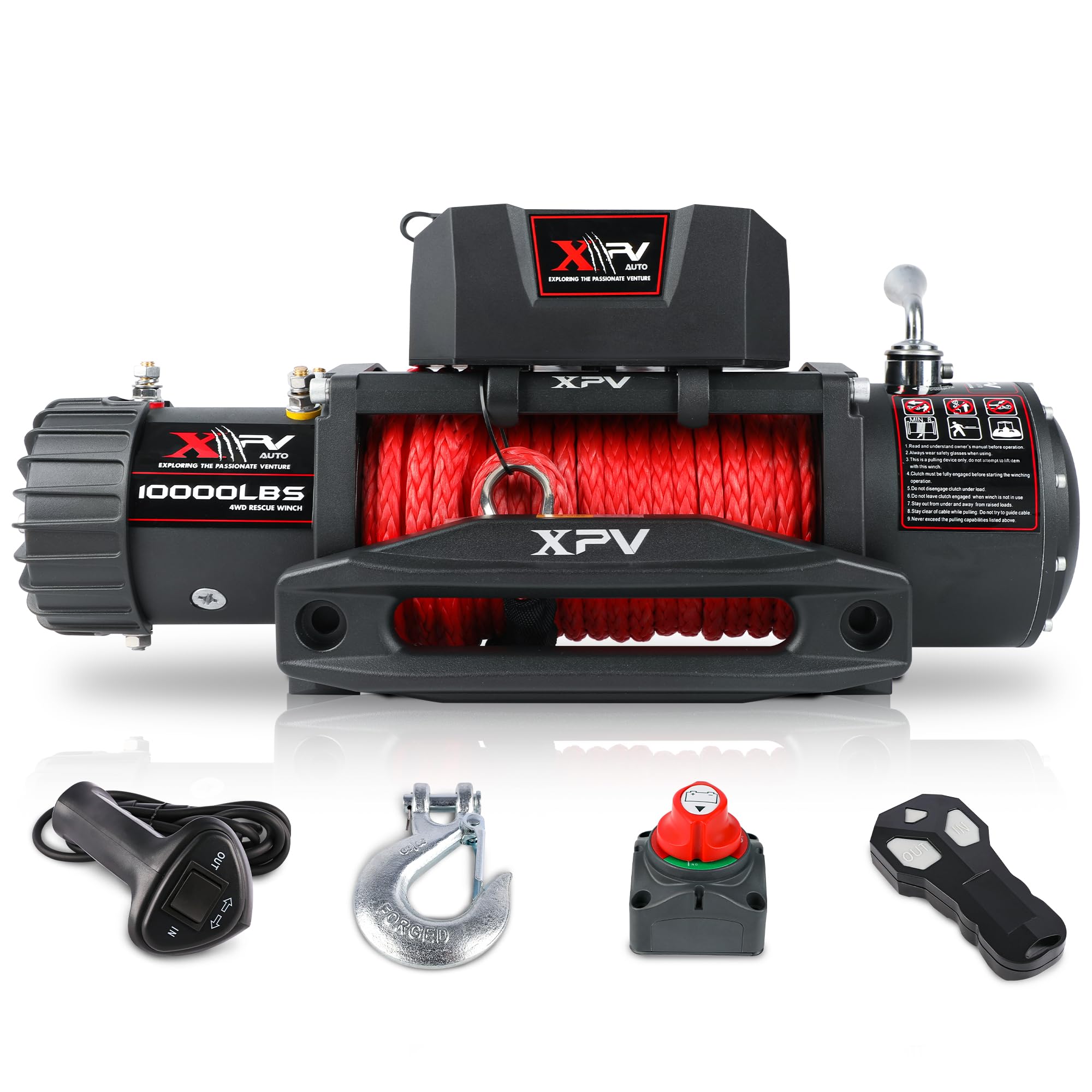 XPV AUTO Winch 10000 lb. Electric Winch Truck Winch Waterproof IP67 ...