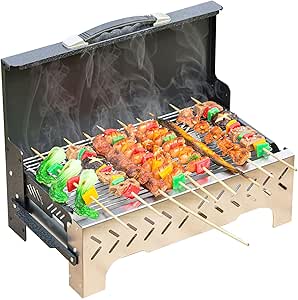 Amazon.com: Portable Charcoal Grill,17 Inch Folding Tabletop BBQ Grill Smoker Lightweight for ...